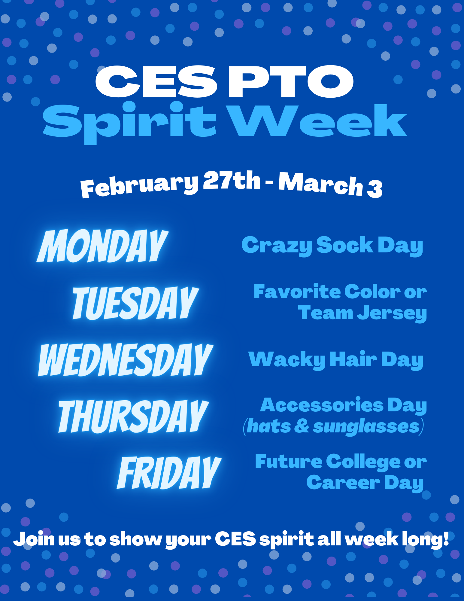 CES PTO Spirit Week is coming! – Cornelius Elementary PTO