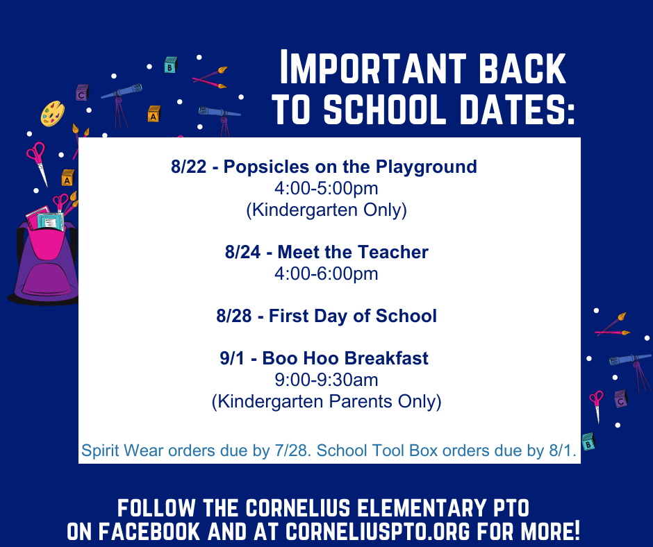 important-back-to-school-dates – Cornelius Elementary PTO | Supporting ...